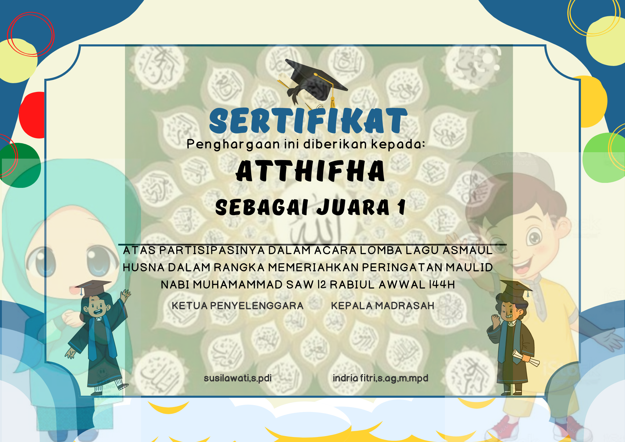 sertifikat lomba asmaul husna | MIN 2 PASAMAN